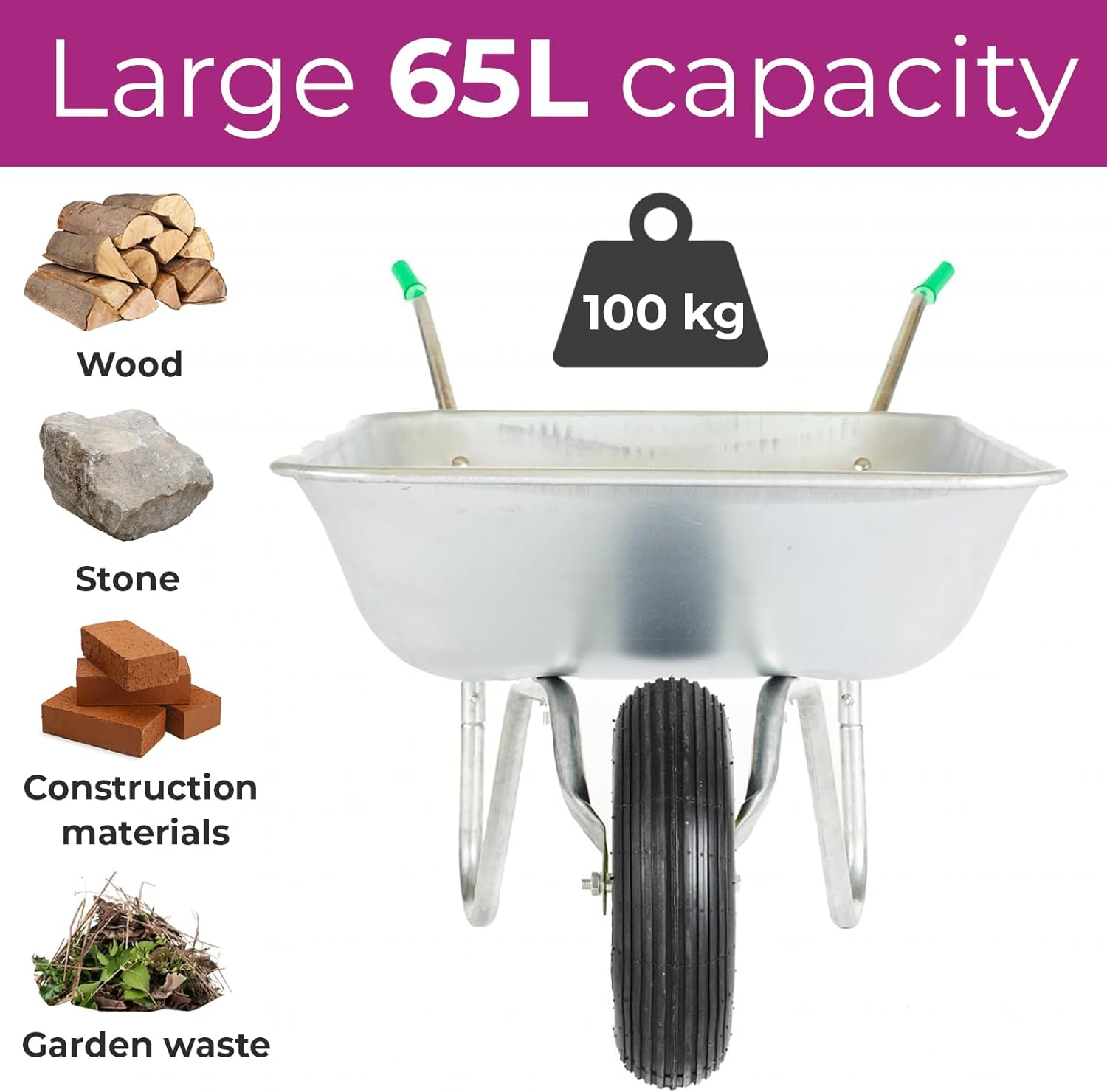 Neo Wheelbarrow Home Garden Cart Galvanised with Pneumatic Tyre ...